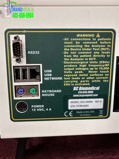 Bc Biomedical Esu 2400 Electrosurgical Analyzer Model Esu 2400h Medsold