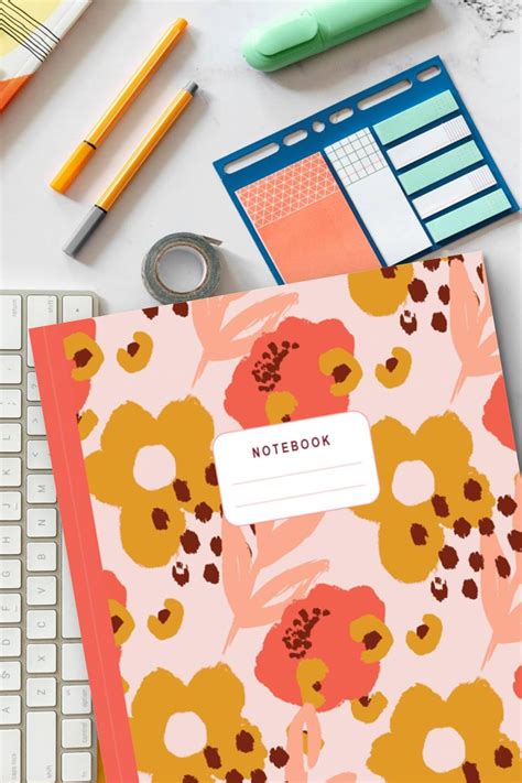 Modern Feminine Composition Notebook Stationery Lover Flower Notebook Stationery