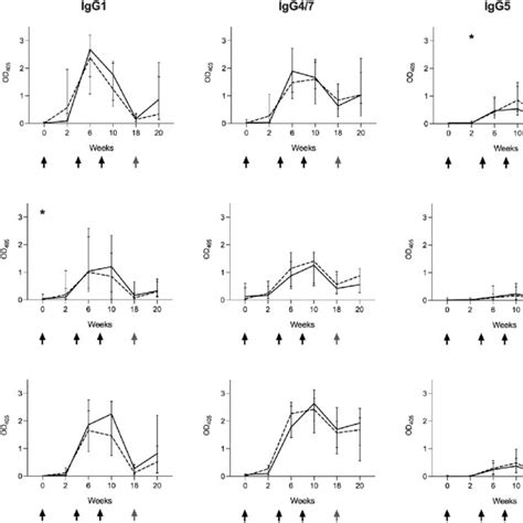 Time Course Of Igg Subclass Response Against Bac Rcul O 2p Bac Rcul O Download Scientific