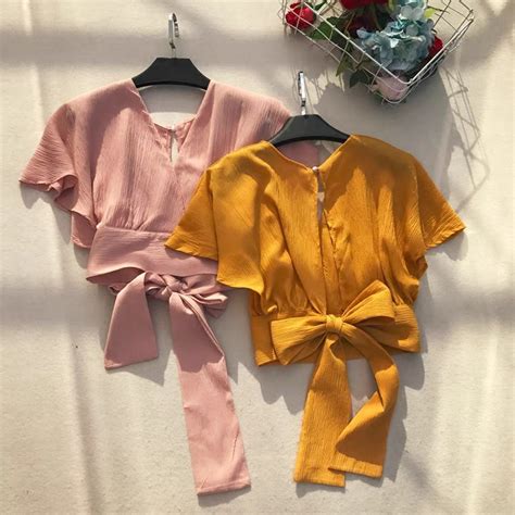 Msia Ready Stock🔥t2024 Sexy Bat Sleeve V Neck Crop Top Shopee Malaysia