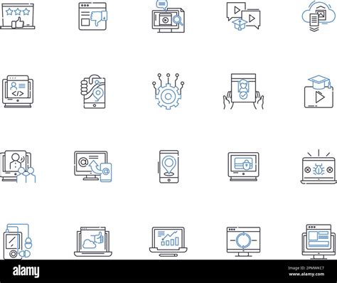 Business Software Outline Icons Collection Accounting Erp Crm