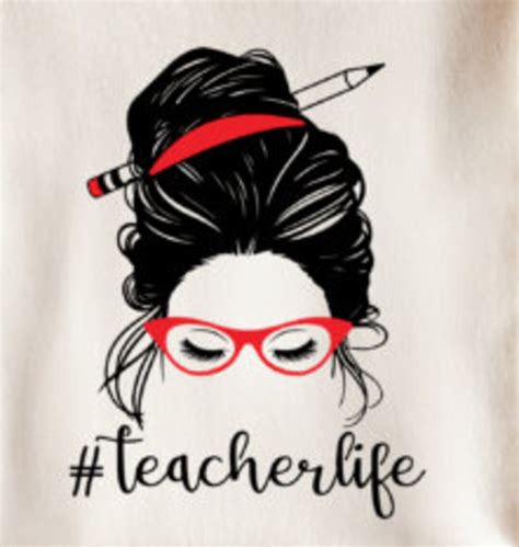 Teacher Life Messy Bun Svg Etsy