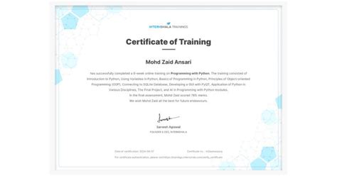 Mohd Zaid Ansari On Linkedin Successfully Completed The Programming With Python Training From