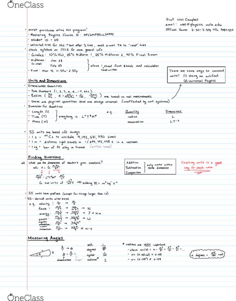 Physics 1a Final Exam Guide Comprehensive Notes For The Exam 41