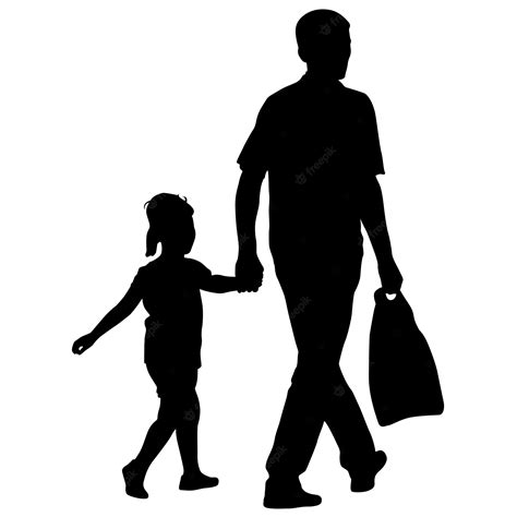 Silueta De Familia Feliz En Un Fondo Blanco Vector Premium