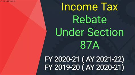 Income Tax Rebate U S 87a For The Fy 2020 21 Ay 2021 22 Fy 2019