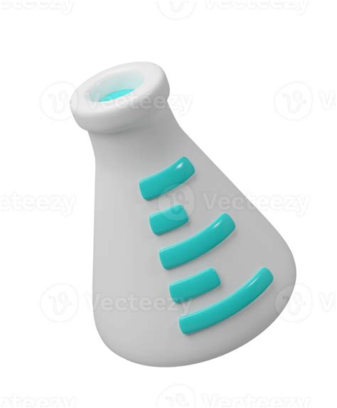 3d Medical White Flask Icon Scientific Technology Laboratory