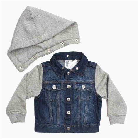 Hnm Denim And Fleece Uni Sex Jacket With Detachable Hood Globalstock