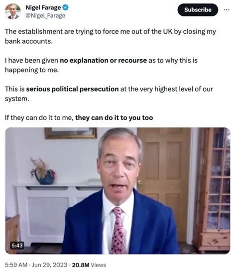 Nigel Farage Victimized By Weaponized Uk Banking