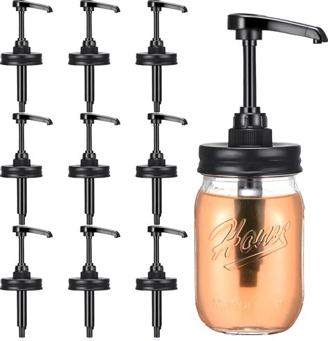 Bokon 10 Pack Mason Jar Syrup Dispenser Pump Lids Coffee Syrup Dispenser For Regular