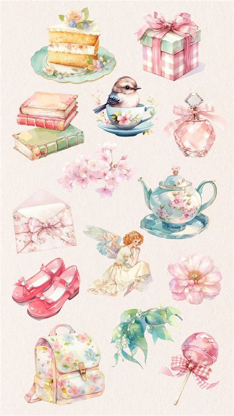 Watercolor Girly Style Element Set Free Photo Rawpixel