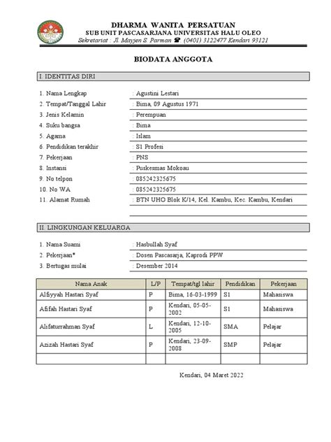 Form Data Anggota Pdf