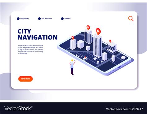 Gps Isometric Concept Navigation City 3d Map Vector Image