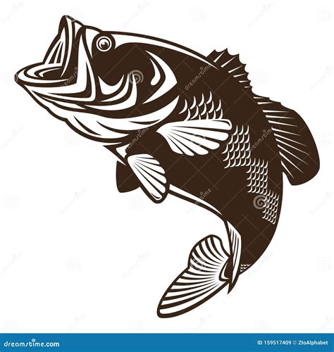 Largemouth Bass Jumping Shield Retro Vector Illustration