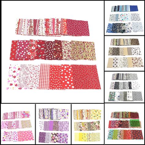Mairbeon 50pcs 10x10cm Floral Patchwork Cotton Fabric Plain Cloth For