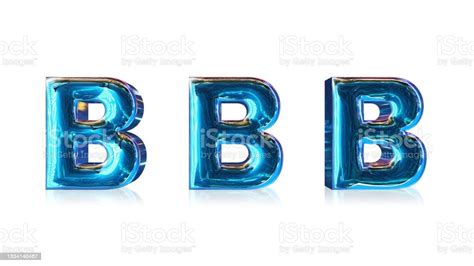 흰색 배경에 격리 된 금속 글꼴 파란색 편지 B 3d 렌더링 그림 3차원 형태에 대한 스톡 사진 및 기타 이미지 3차원 형태 알파벳 B 0명 Istock
