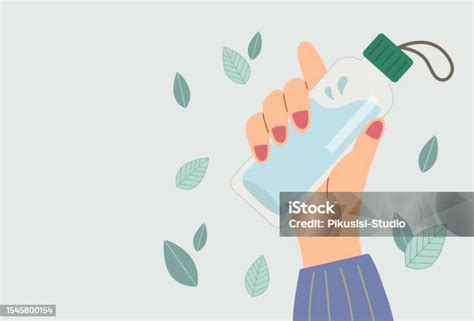 재사용 가능한 물병을 들고 있는 여자 스포츠 및 피트니스 물병 갈증 수분 보충 및 감소의 개념 가정 생활에 대한 스톡 벡터 아트