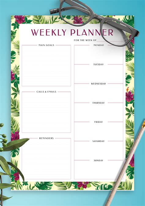 Weekly Goals Template Prntbl Concejomunicipaldechinu Gov Co