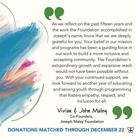 Joseph Maley Foundation On Linkedin “your Belief In Our Mission And Programs Has Been A Guiding