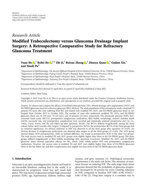Pdf Modified Trabeculectomy Versus Glaucoma Drainage Implant Surgery