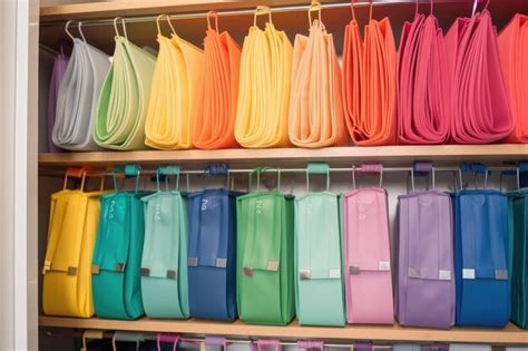 Premium Ai Image Colorcoded Hanging Organizers In A Classroom Closet