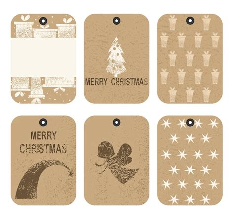 Conjunto De Etiquetas De Natal Vetor Premium