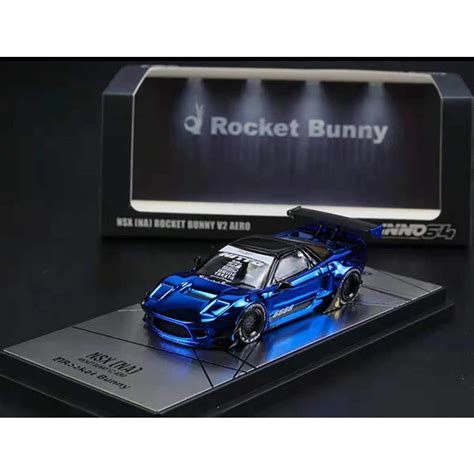 Inno64 Honda Nsx Na Rocket Bunny Pandem V2 Aero Chrome Blue Nitto Auto Fashion Mini Scale 1 64