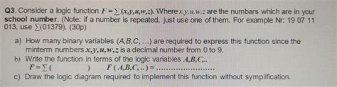 Solved Q3 Consider A Logic Function F Xyzw Where