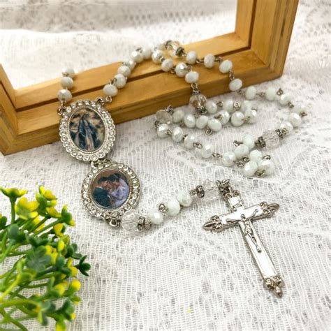 Terço Cristal Branco Todo De Mariaprata Cantinho De Maria