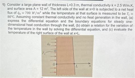 Solved 1 Consider A Large Plane Wall Of Thickness L 0 3 M Chegg