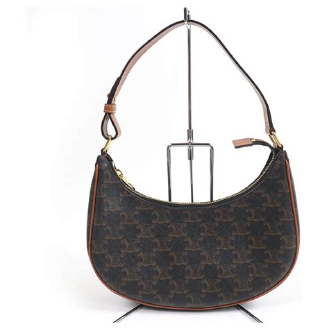 Céline Celine Ava Triomphe Leather Shoulder Bag Brown Ref 2567091