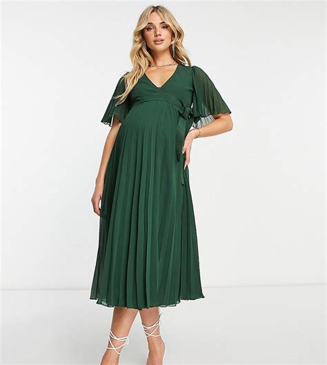 Asos Maternity Asos Design Maternity Exclusive Pleated Midi Dress With