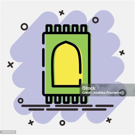 아이콘 기도 깔개 라마단 이드 알 피트르 이드 알 아드하의 이슬람 요소 만화 스타일의 아이콘 인쇄물 포스터 로고 장식 인사말 카드 등에 적합합니다 0명에 대한 스톡 벡터