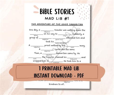 Printable Christian Mad Libs Good Samaritan Bible Game Digital Pdf