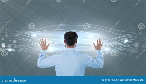 Man Touching Bright Light Particles Spell Stock Image Image Of Career
