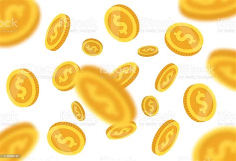 돈 세트 흰색 배경에 고립입니다 반짝이는 황금 동전 아름 다운 템플릿입니다 간단한 만화 디자인입니다 현실적인 요소 평면 스타일 벡터 일러스트입니다 가득 찬에 대한 스톡 벡터