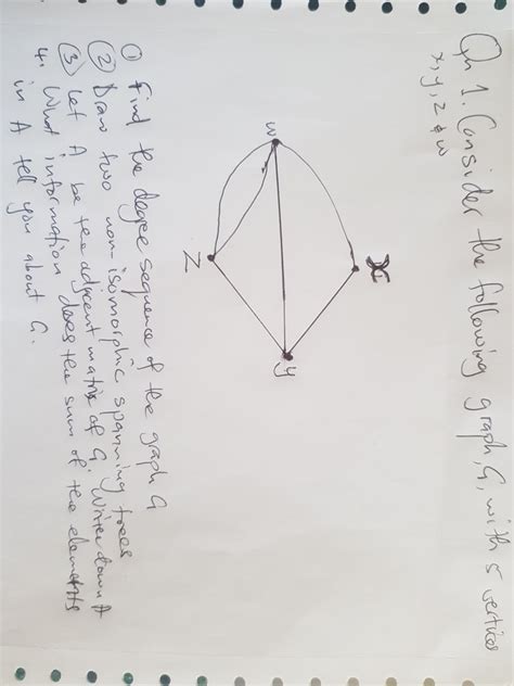 Solved Qu 1 Consider The Following Graph G With 5