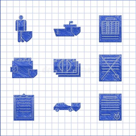 Set Stacks Paper Money Cash Car With Shield Confirmed Document And