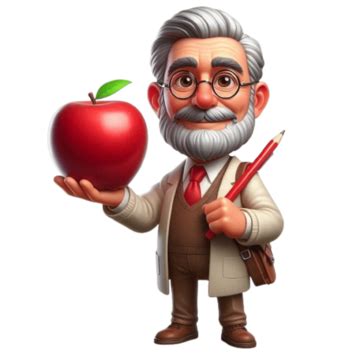 Teacher With An Apple Teacher Apple Png Transparent Image And