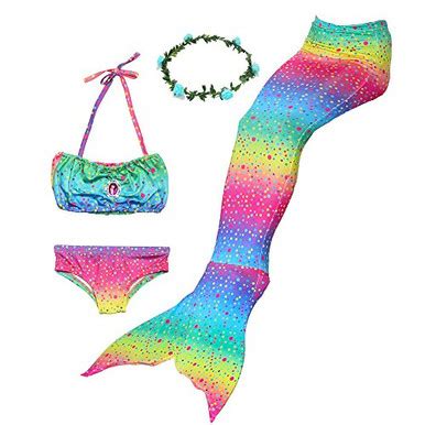 Ubetoone Mermaid Tail Swimmable Costume Swimsuit For Girls Swimming No