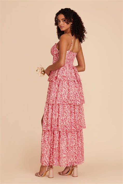 Lola Pink Dreamy Ditsy Chiffon Bridesmaid Dress Birdy Grey