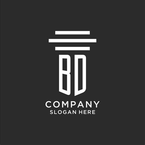 Bd Initials With Simple Pillar Logo Design Creative Legal Firm Logo