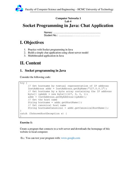 Lab C Socket Programming In Java Computer Networks Lab Socket