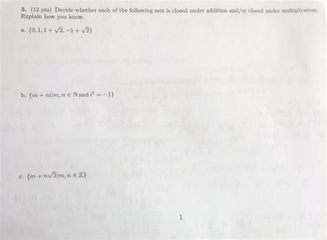 Solved 3 12 Pts Decide Whether Each Of The Following Sets