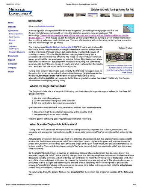 Pid Ziegler Nichols Tuning Rules For Pid Pdf