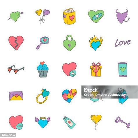 하트 사랑 손 그린 선형 낙서 흰색 배경에 고립 웹 및 Ui 디자인 모바일 앱 및 인쇄 제품을 위한 하트 러브 아이콘 세트