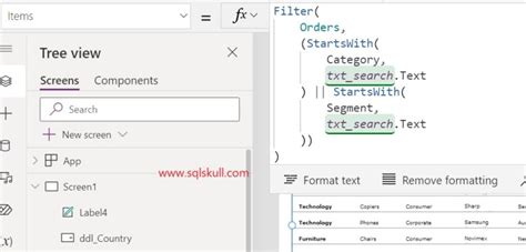 Filter And Search Items In Gallery Power Apps Sql Bi Tutorials