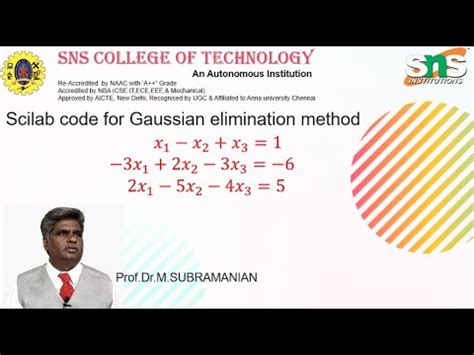 Scilab Code For Gaussian Elimination Method Explanation For Each Line Of The Code YouTube