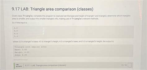Solved 1 Class Triangle Def Initself Self Base 0