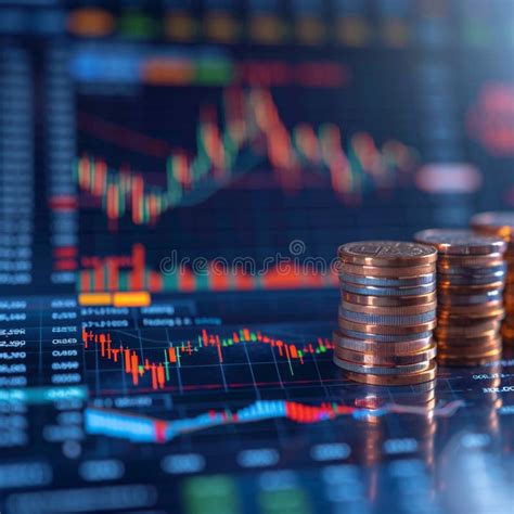 Financial Analysis Coin And Graph Chart For Stock Market Investment Stock Illustration